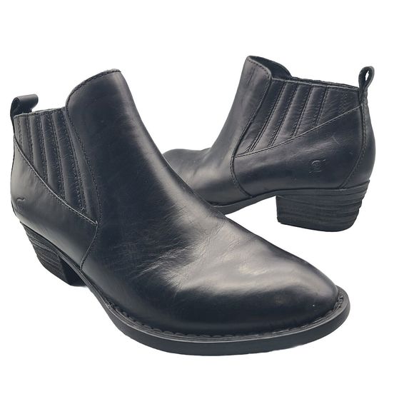 Born | Shoes | Born Beebe Boots Pull On Booties Black Leather Ankle ...